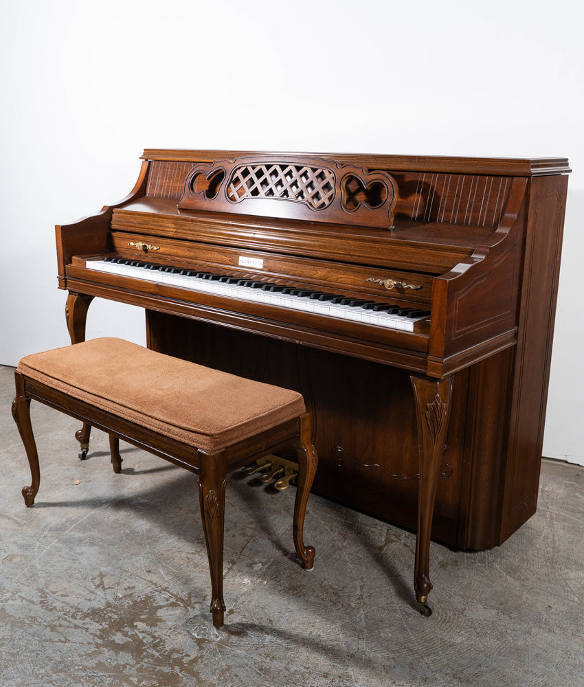 Kimball Artist Console Upright Piano | Mahogany | Used — Alamo Music Center