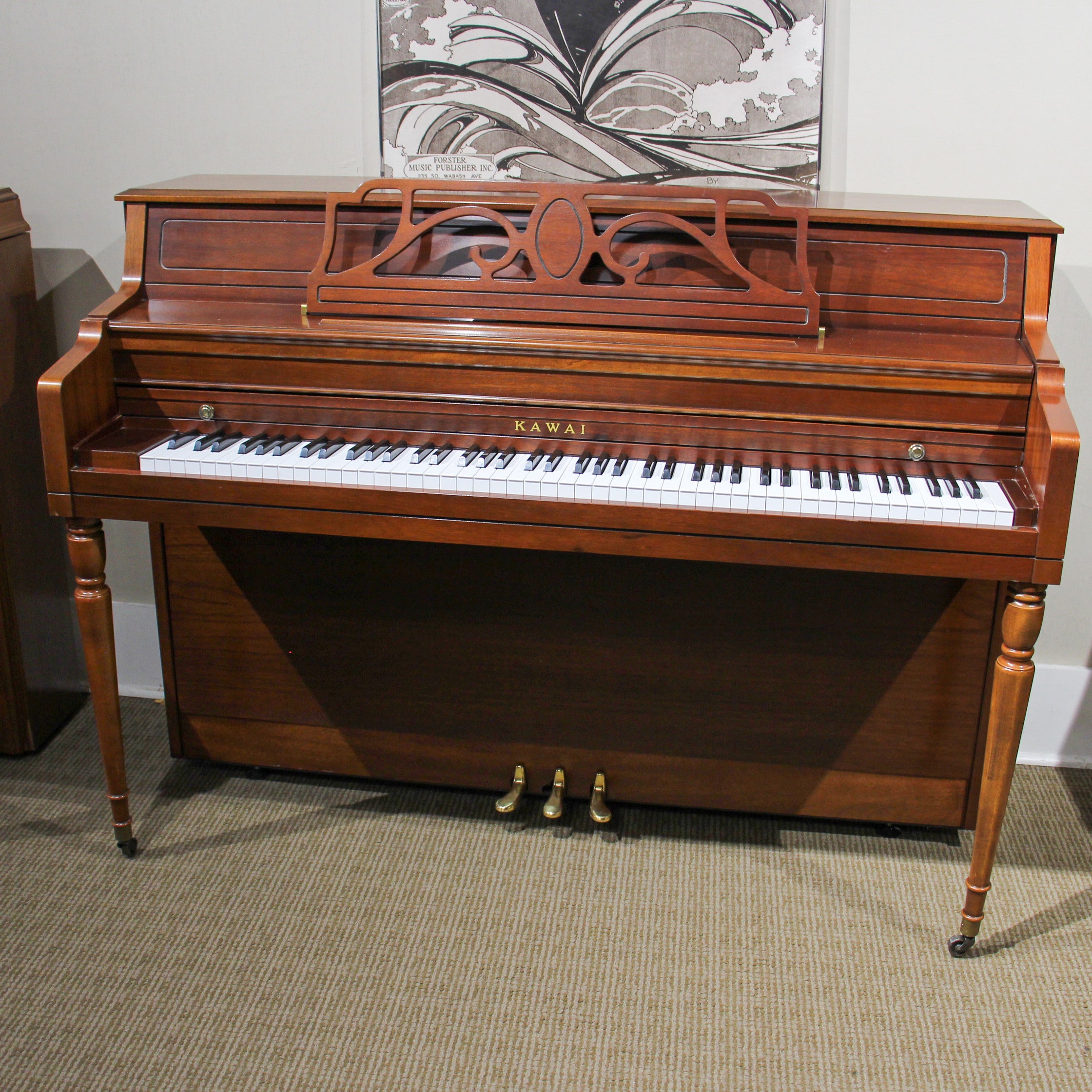 UPRIGHT PIANOS | Kawai | Kawai 502T Dark Pecan Upright Console Piano ...