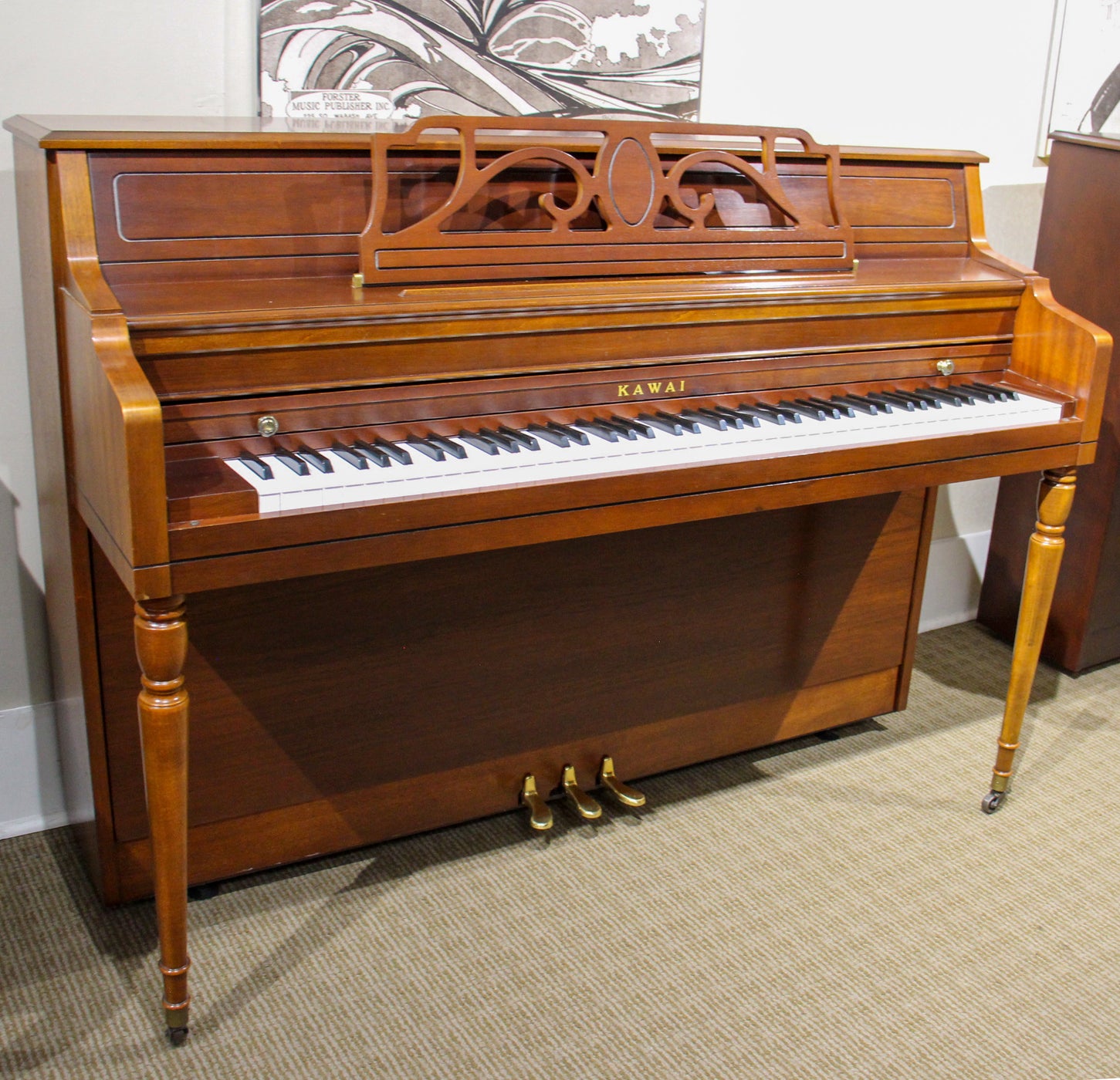 UPRIGHT PIANOS | Kawai | Kawai 502T Dark Pecan Upright Console Piano ...