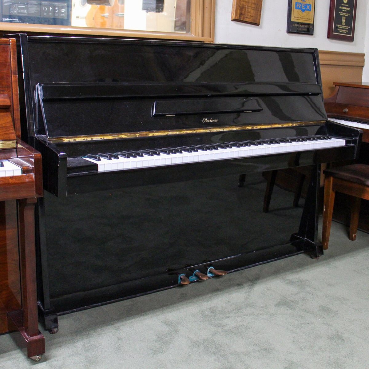 Bechner Continental Console Piano | Polished Ebony | UsedAlamo Music ...