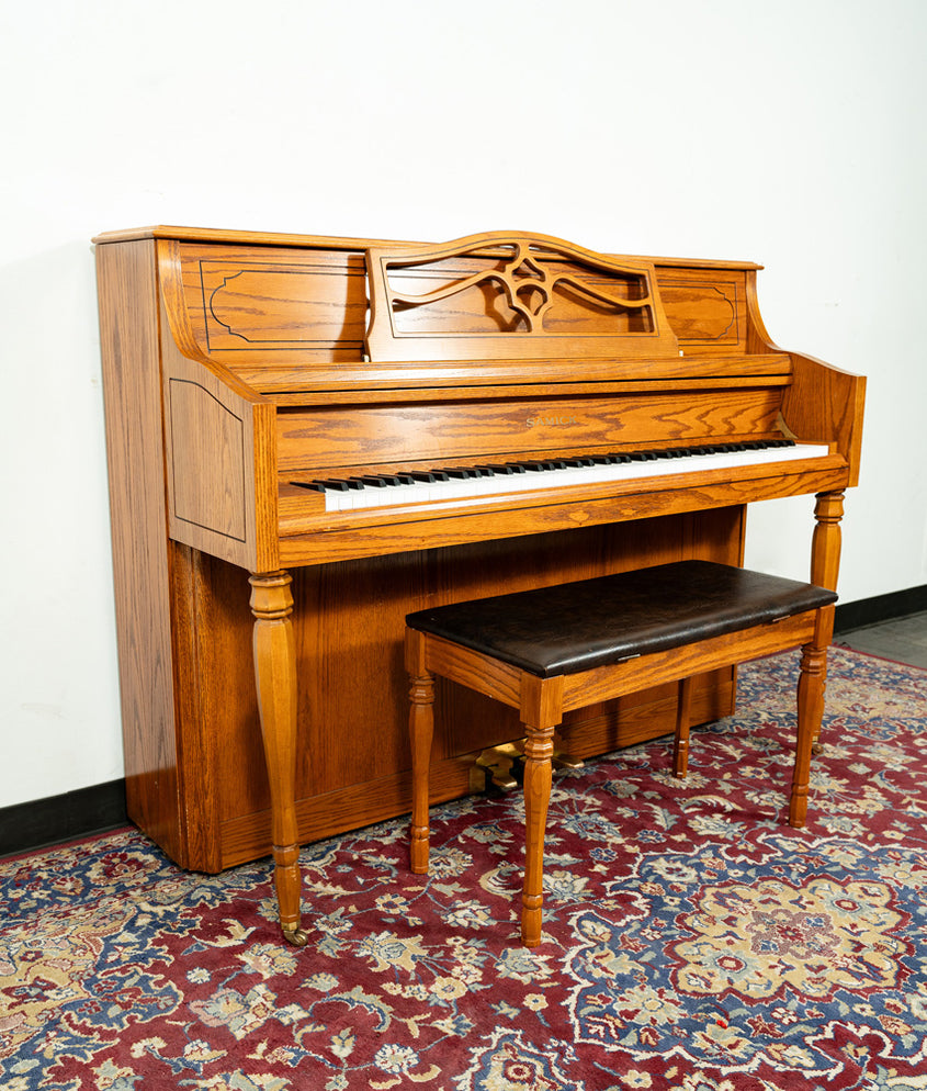 Samick SU-143 Upright Piano | Satin Oak | SN: IDIA0122 | UsedAlamo ...
