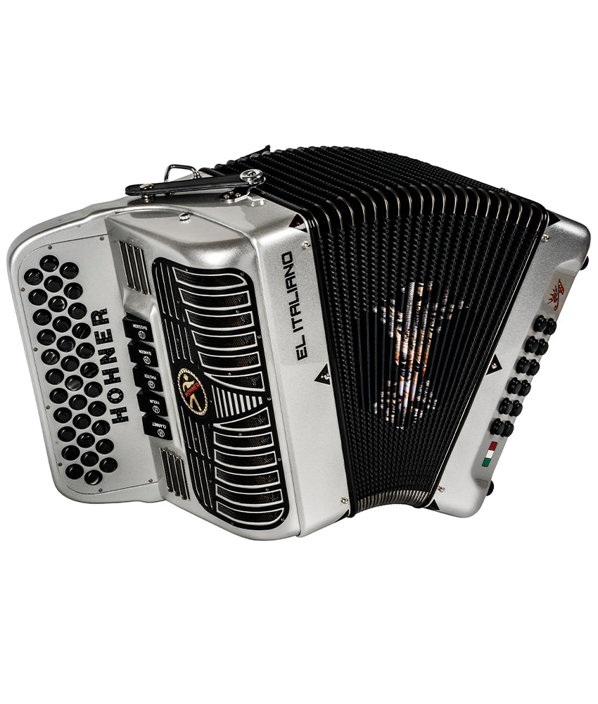 Hohner Anacleto El Italiano III 5 Switch Compact GCF Accordion, Gun ...