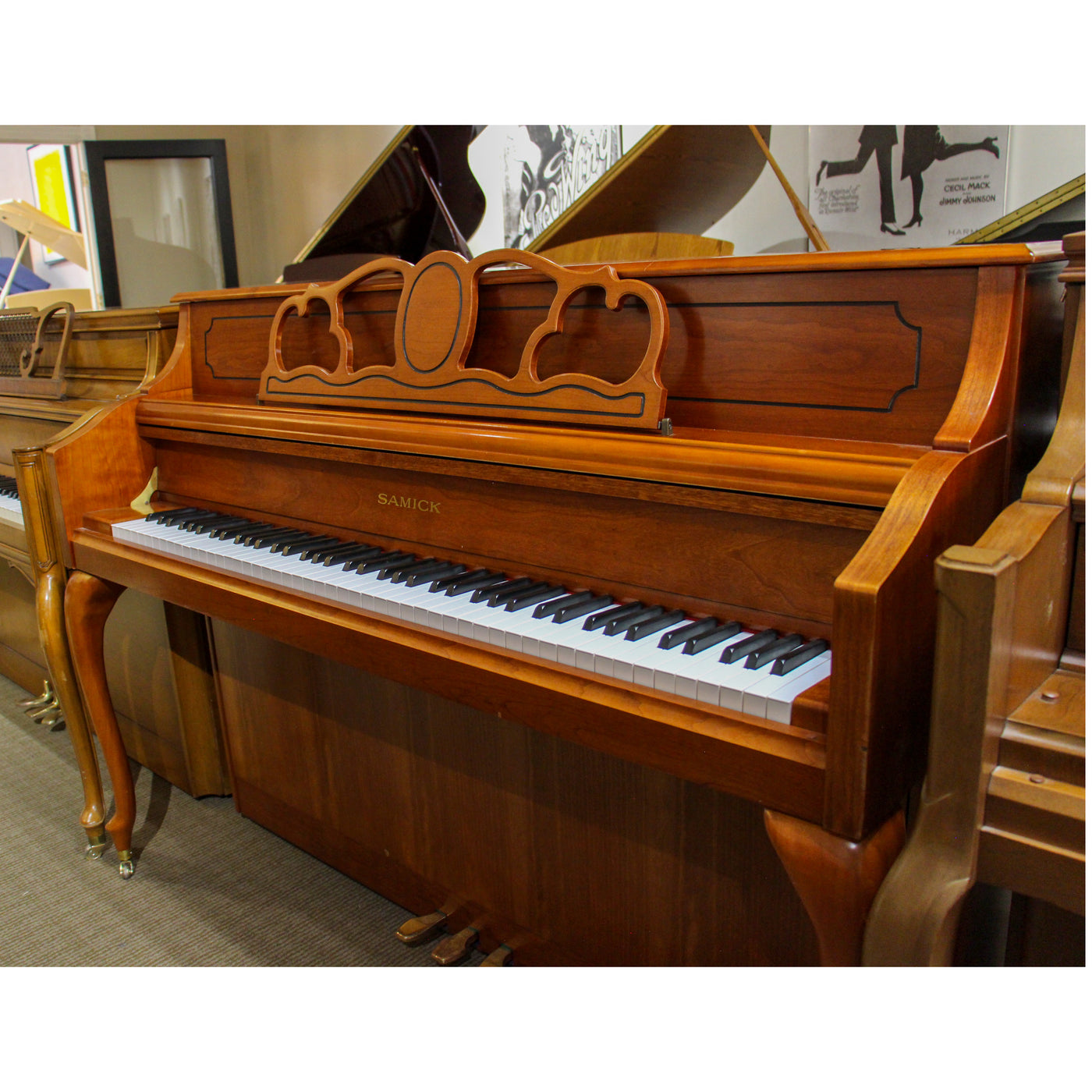 Samick JS-043 43" Cherry Console PianoAlamo Music CenterSamickUPRIGHT ...